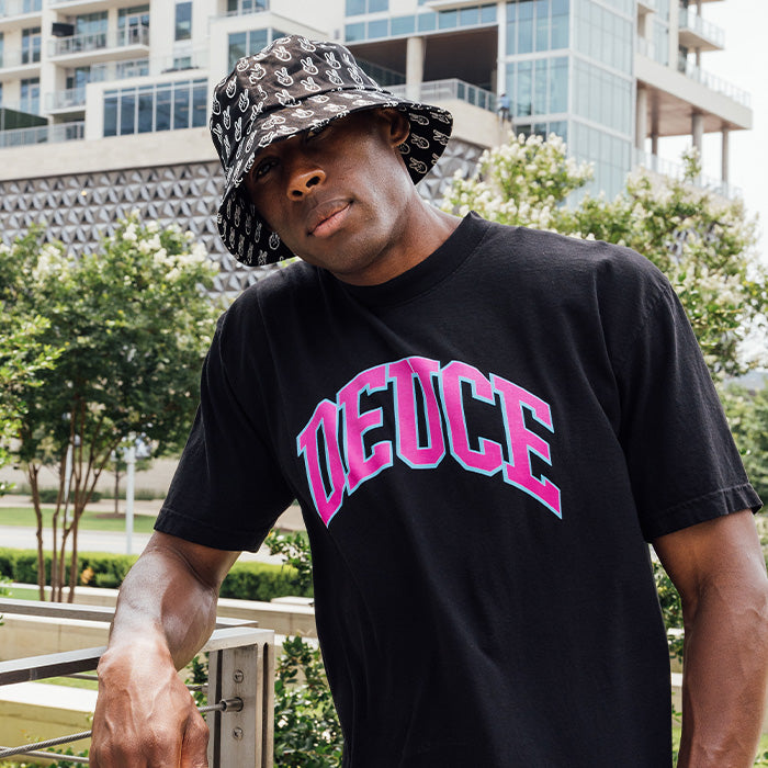 Deuce College Font Tee | Miami Vice Black – Deuce Brand