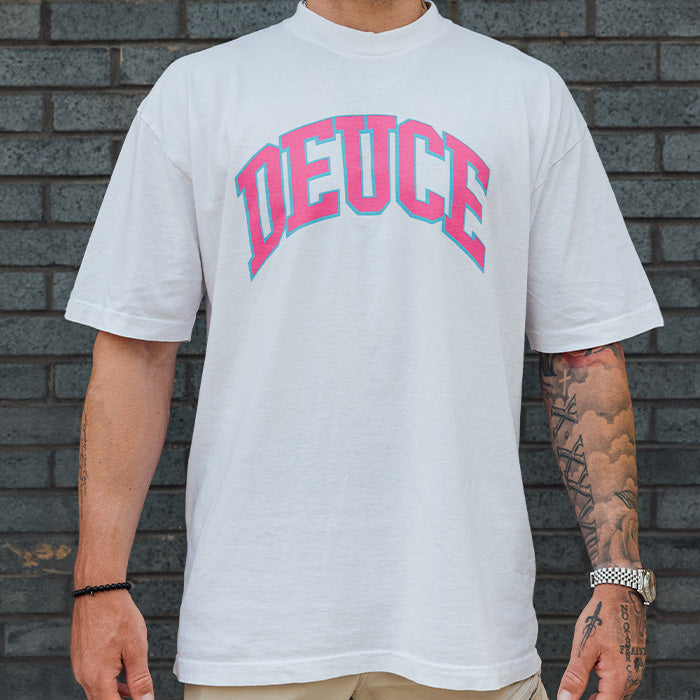 Deuce College Font Tee | Miami Vice White – Deuce Brand