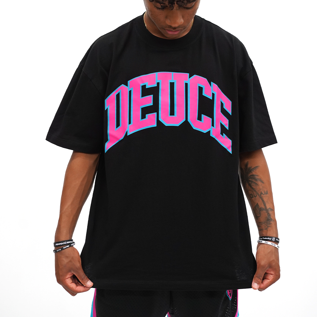 Deuce College Font Tee | Miami Vice Black – Deuce Brand